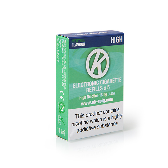 OK Vape Menthol High E-Cigarette Refills (18mg) - VapeMountain.com